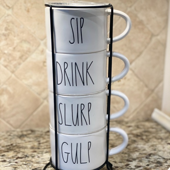 Rae Dunn | Kitchen | Rae Dunn 4 Stack Mug Set Sip Drink Slurp Gulp ...